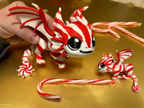 Candy Cane Dragon Articulating Free 3d Print Model Makerworld