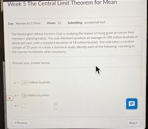 solved week 5 the central limit theorem for mean due monday