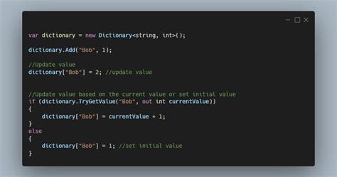 c update value in a dictionary makolyte