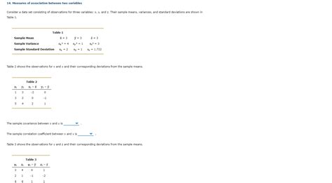 Solved 14 Measures Of Association Between Two Variables