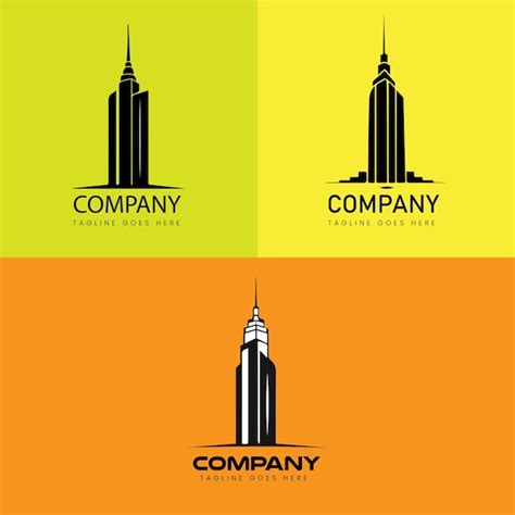 Logotipo De Edifício Ou Torre Imobiliária Vetor Premium