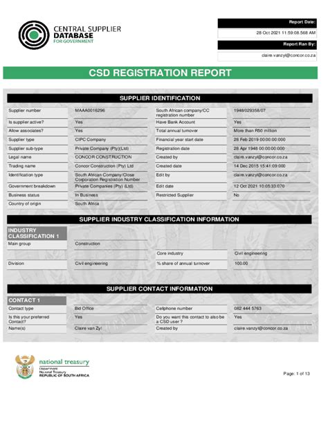 Fillable Online Csd Registration Report Concorconstruction Fax Email Print Pdffiller