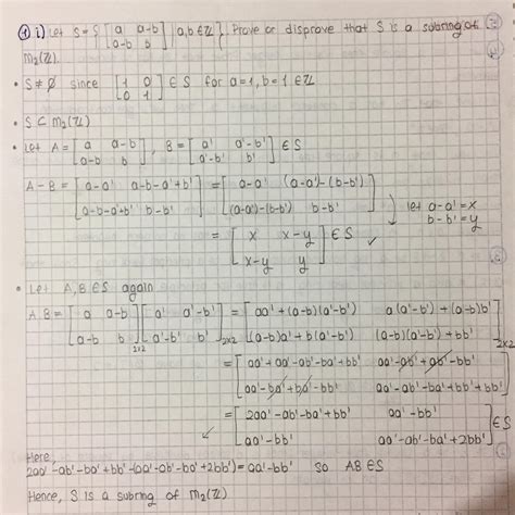 Abstract Algebra Prove Or Disprove That S Is A Subring Of M2z