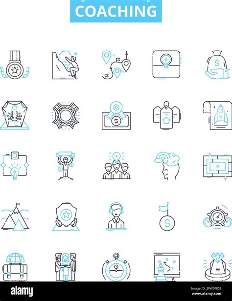 Coaching Vector Line Icons Set Coaching Tutoring Training Mentoring Educating Guiding