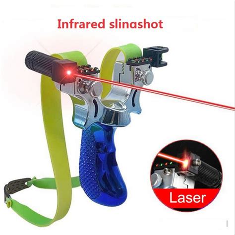Laser Aiming Slingshot High Precision Outdoor Hunting Catapult With Flat Rubber Band Outdoor