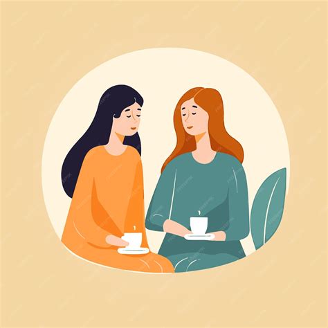 Premium Vector Two Women Talking Vector Illustration