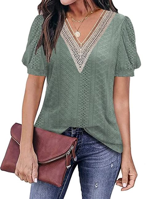 Womens Tops Casual Cute Tops Puff Sleeve Summer Tops 2023 Trendy Floral
