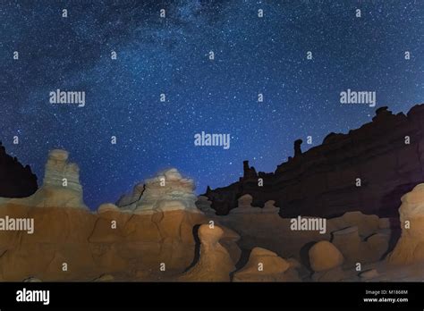 Goblin Valley State Park Utah Night Sky High Resolution Stock