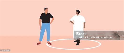 쌍으로 개인 경계의 개념으로 둥근 선 개인 영역을 위반하는 평면 벡터 스톡 그림 개념에 대한 스톡 벡터 아트 및 기타 이미지