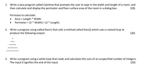 Solved Write A Java Program Called Calcarea That Prompts The