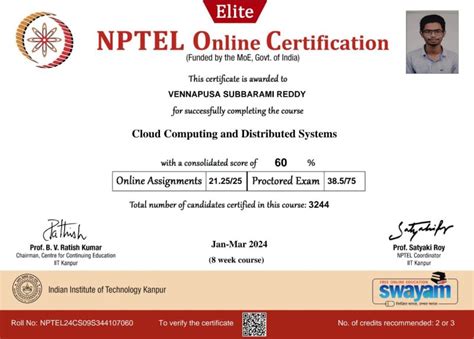 Vsrami Reddy On Linkedin Cloudcomputing Distributedsystems Nptel Learning
