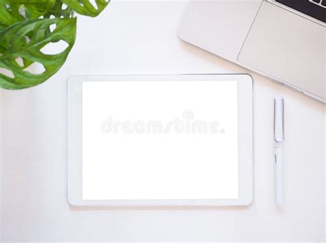 Template Mock Up Digital Tablet Pc Computer With Blank White Screen And Pen Laptop Little