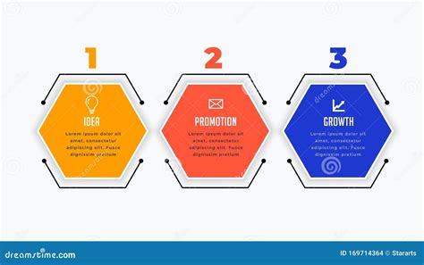 Three Steps Infographic In Hexagonal Shape Design Stock Vector Illustration Of Information