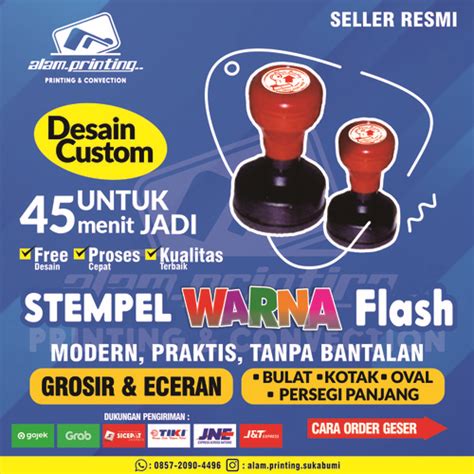 Jual STEMPEL FLASH STEMPEL OTOMATIS WARNA BENTUK PERSEGI PANJANG Kota Sukabumi Alam