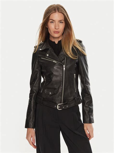 Serge Pariente Kurtka Skórzana Rock Girl Czarny Regular Fit Modivopl