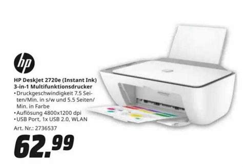 Hp Deskjet E Instant Ink In Multifunktionsdrucker Angebot Bei Mediamarkt Prospekte De