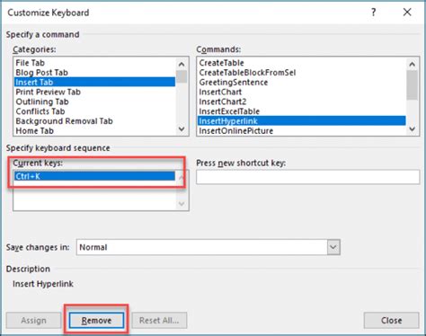 how to customize keyboard shortcuts in microsoft word 2016