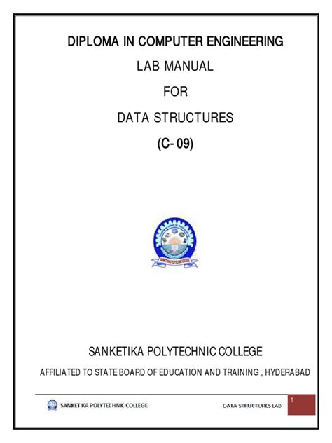 Lab Manual For Data Structures C 09 Diploma In Computer Engineering
