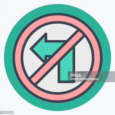 아이콘 좌회전 없음 도로 표지판 기호와 관련이 있습니다 색상 메이트 스타일 심플한 디자인 편집 가능 간단한 일러스트레이션 개체 그룹에 대한 스톡 벡터 아트 및 기타 이미지