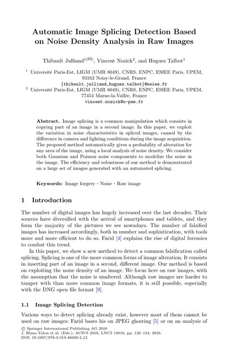 Pdf Automatic Image Splicing Detection Based On Noise Density