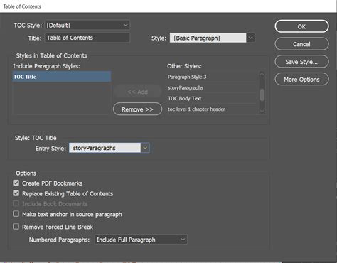Solved Indesign Toc Wont Set The Toc Content To A Style Adobe Product Community 11392676