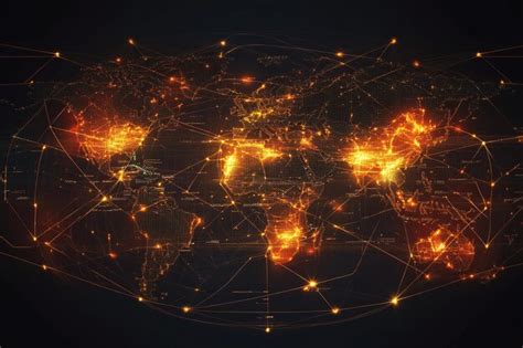 Futuristic Digital World Map With Global Network Connections And Cyber Technology Visualization