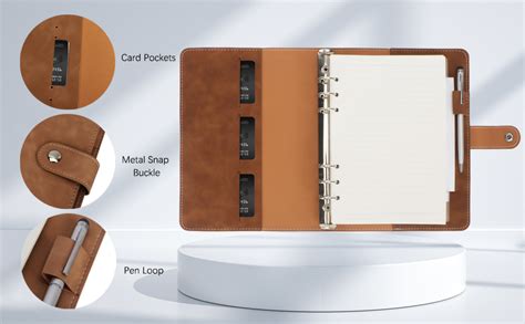 Fyy Leather A5 Ring Binder Notebook 6 Ring A5 Binder With A5 Refill