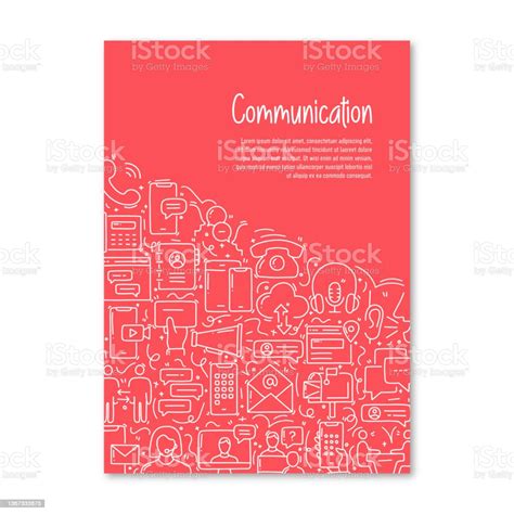 통신 관련 개체 및 요소 손으로 그린 벡터 낙서 일러스트 레이션 컬렉션 포스터 서로 다른 통신 개체가 있는 표지 템플릿 낙서 드로잉에 대한 스톡 벡터 아트 및 기타 이미지