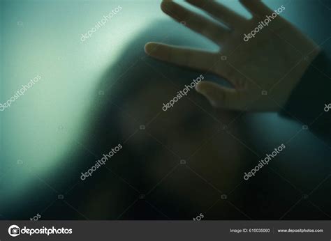 Stopping Spread Female Form Resigned Her Fate While Leaning Glass