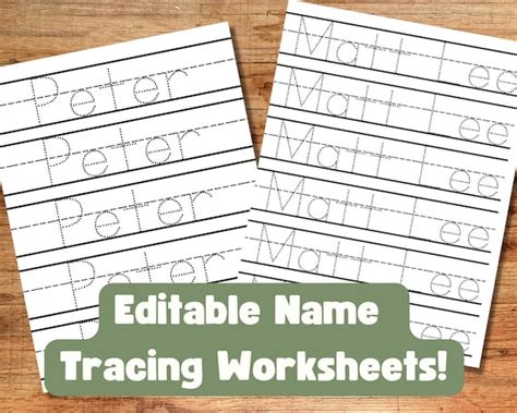 Editable Name Tracing Sheet Handwriting Practice Etsy