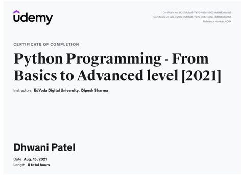 dhwani patel on linkedin pythonprogramming udemycourse