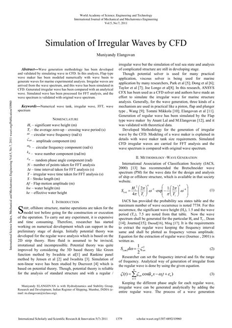 Pdf Simulation Of Irregular Waves By Cfd