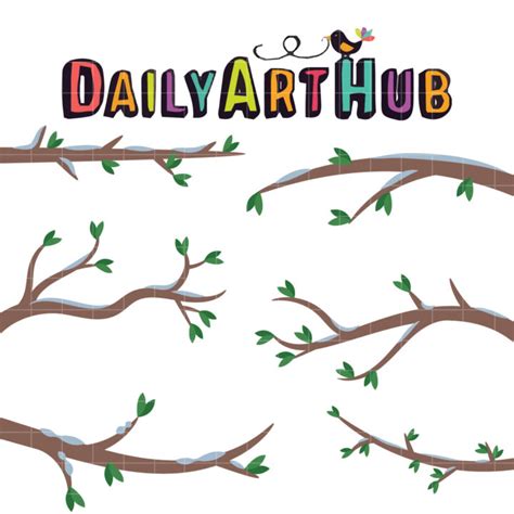 Snowy Branches Clip Art Set Daily Art Hub Graphics Alphabets SVG
