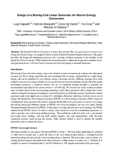 Pdf Design Of A Moving Coil Linear Generator For Marine Energy Conversion