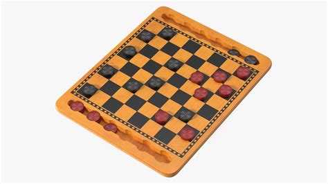Wood Checkers Set Game Process 3d Model 29 Obj Lxo Ma Max Fbx