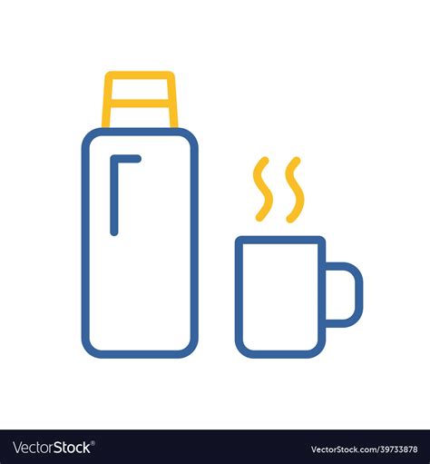 Thermos Bottle Flat Icon Camping Sign Royalty Free Vector