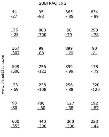 Large Number Worksheets Subtraction