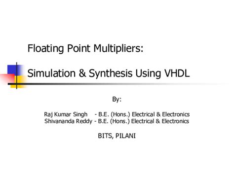 pdf floating point multipliers simulation and synthesis using vhdl