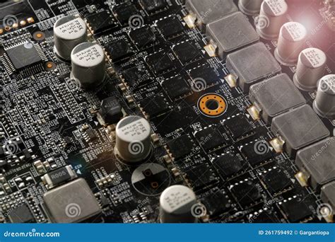 Computer Microchips On Electronic Circuit Board Technology Microelectronics Concept Background