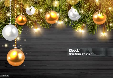 그림을 벡터 텍스트에 대 한 소박한 나무 보드 황금 색상 크리스마스 불빛 및 거품 및 공간을 블랙 0명에 대한 스톡 벡터 아트 및 기타 이미지 Istock
