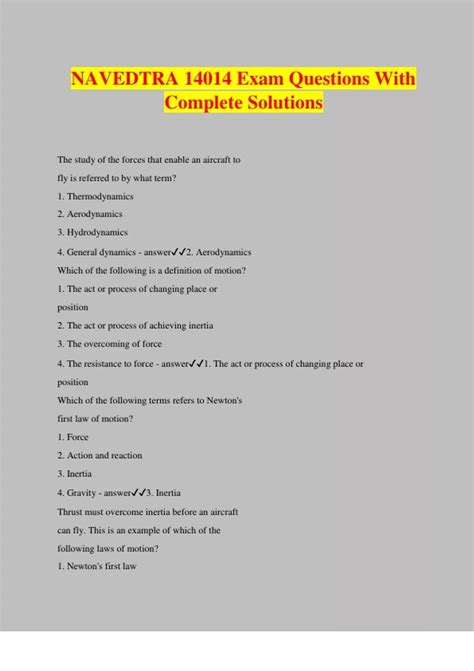 Navedtra 14014 Exam Questions With Complete Solutions Navedtra