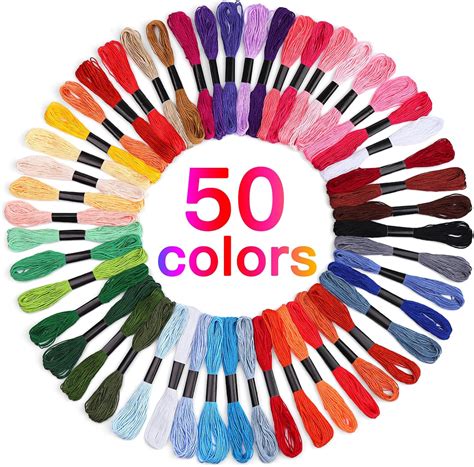 Zxiixz 50 Skeins Embroidery Floss Rainbow Colors