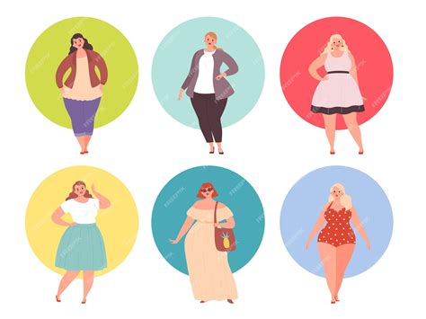 플러스 사이즈 여성 세트 프리미엄 벡터