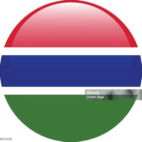 감비아 국기입니다 버튼 플래그 아이콘입니다 표준 색상 원 아이콘 플래그입니다 3d 일러스트레이션입니다 컴퓨터 일러스트레이션