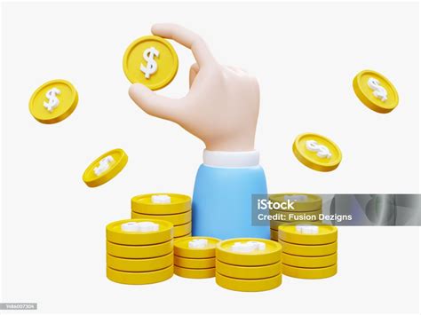 동전 더미와 함께 동전을 들고 있는 손 금융 투자 3d 머니 코인 절약 비즈니스 손 개념 온라인 지불 및 지불에 돈을 들고