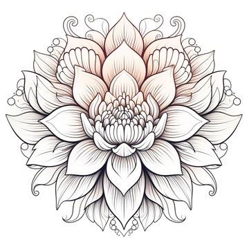 Premium Ai Image Beautiful Hand Drawn Mandala Lotus Flower Drawing