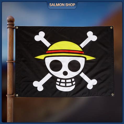 90x60cm One Piece Luffy Flag Polyester Straw Hat Pirate Flag Jolly