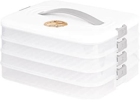 Jextou 4 Layer Food Storage Container Dumpling Storage Box Dumplings Airtight