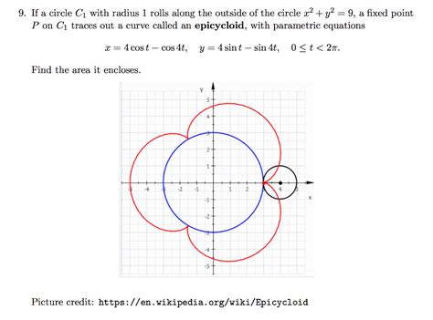 Solved 9 If A Circle Ci With Radius 1 Rolls Along The
