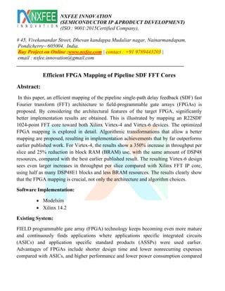 Efficient Fpga Mapping Of Pipeline Sdf Fft Cores PDF
